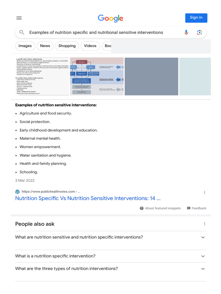 Nutrition-Specific vs. Sensitive Interventions | PDF | Malnutrition ...