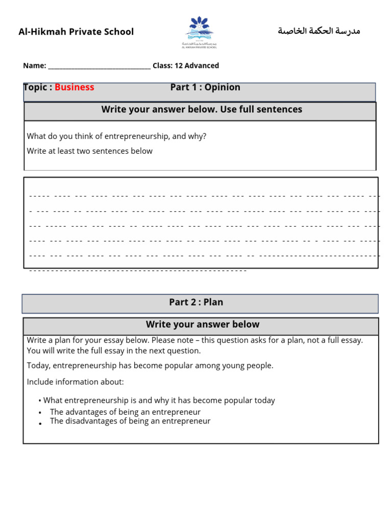 EoT Mock Writing Exams - T2!23!24-12 Adv-1 | PDF | Writing | Grammar