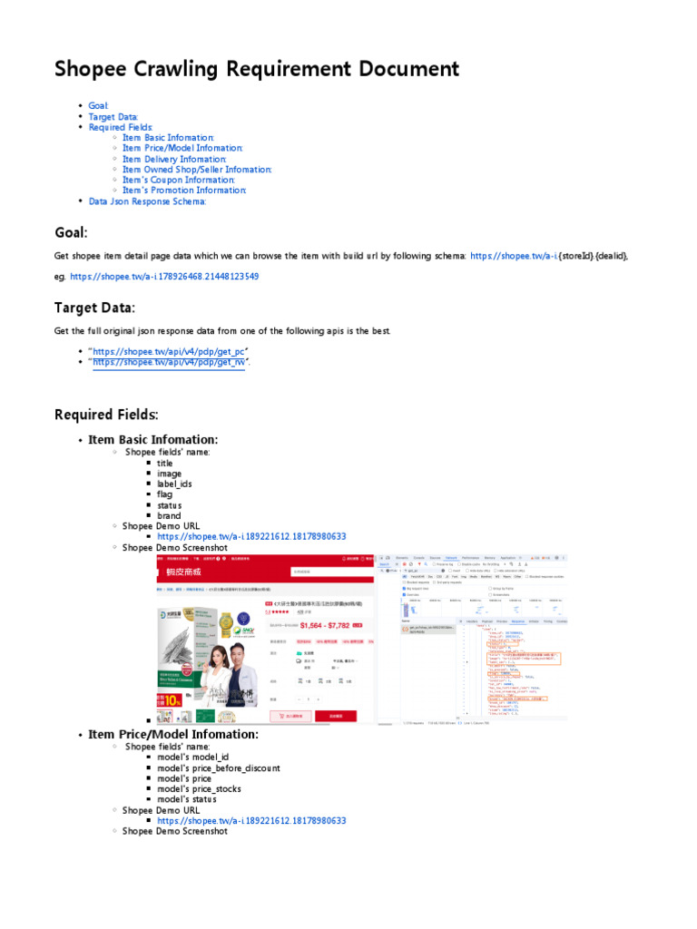 Shopee Crawling Requirement - Web Scraping-1 | PDF