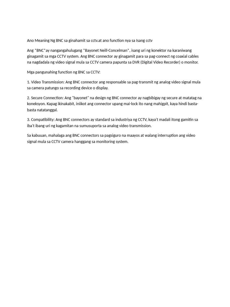 BNC CCTV | PDF