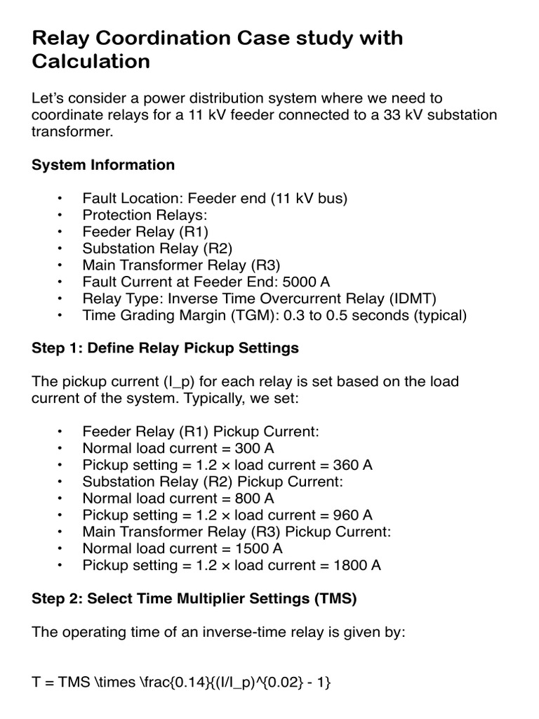 Relay Coordination Case Study | PDF | Power (Physics) | Electrical ...