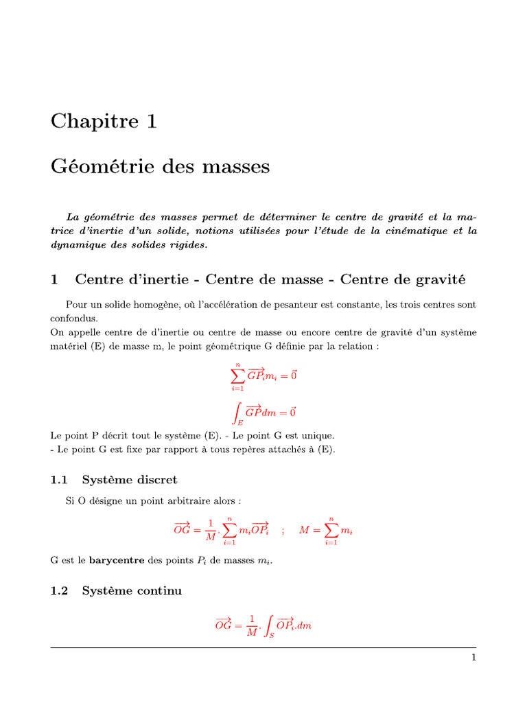Cours Mécanique 2 - Chap 1 | PDF