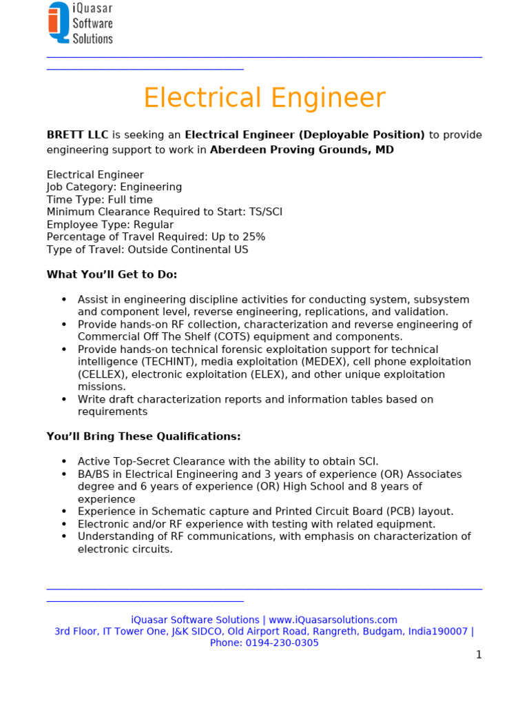 Job Posting Template (1) | PDF | Electronics | Electrical Engineering