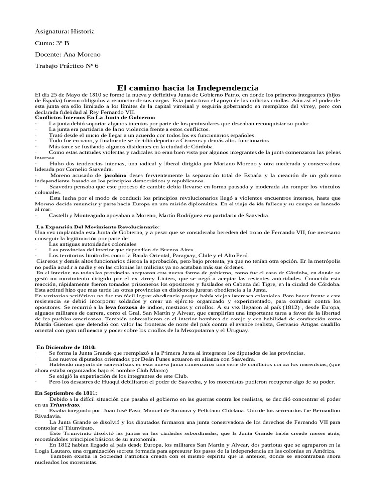 6El camino hacia la Independencia | PDF | Argentina