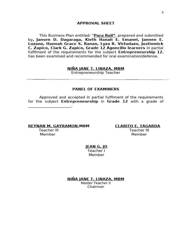 2 - Product Name - Section - Approval Sheet-Table of Contents | PDF