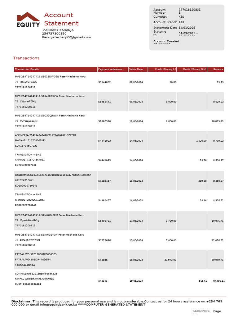 Bank Statement | PDF | Pay Pal | Credit Card