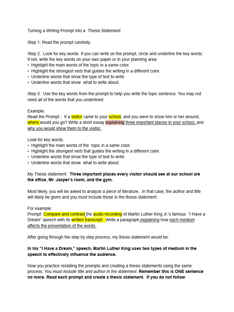 Crafting Thesis Statements from Prompts | PDF | Poetry | Writing
