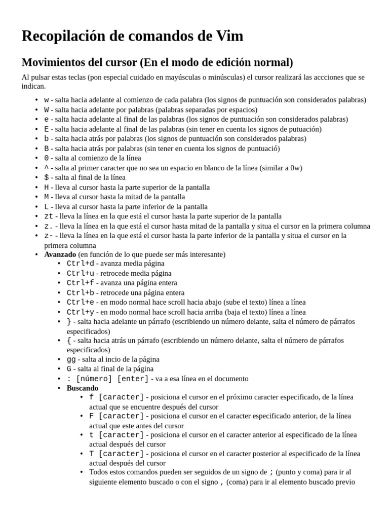 Comandos Vim | PDF | Ventana (informática)