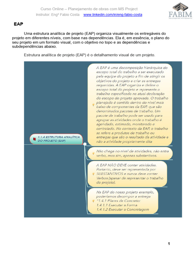 01.5 - EAP - ESTRUTURA ANALITICA DE PROJETO | PDF