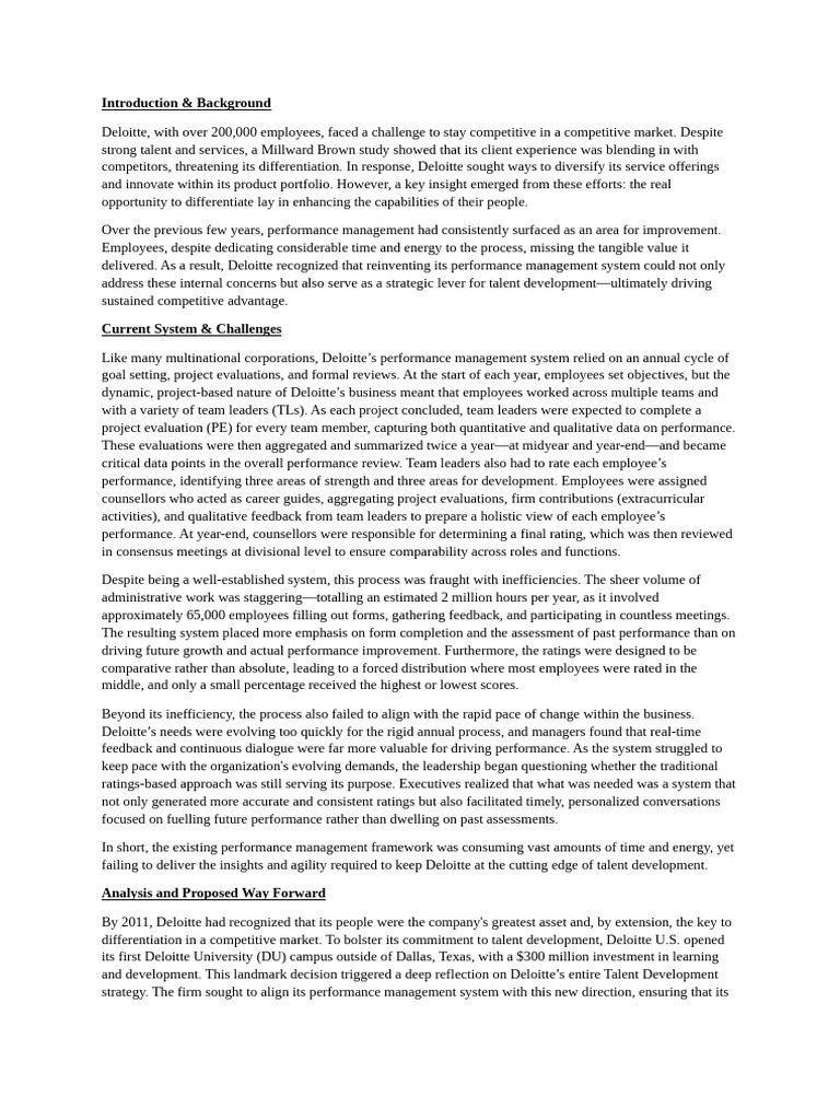 Reinventing Deloitte's Performance Management | PDF | Change Management ...