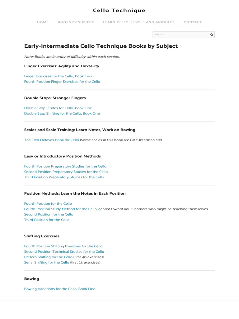 Early-Intermediate Cello Technique Books - Cello Technique | PDF