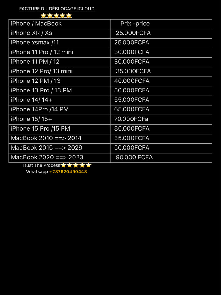 iCloud Unlock Pricing for iPhone/MacBook | PDF