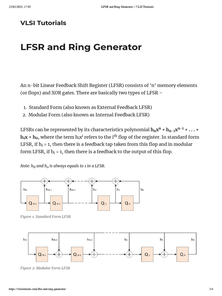 LFSR and Ring Generator - VLSI Tutorials | PDF | Electronic Circuits | Arithmetic