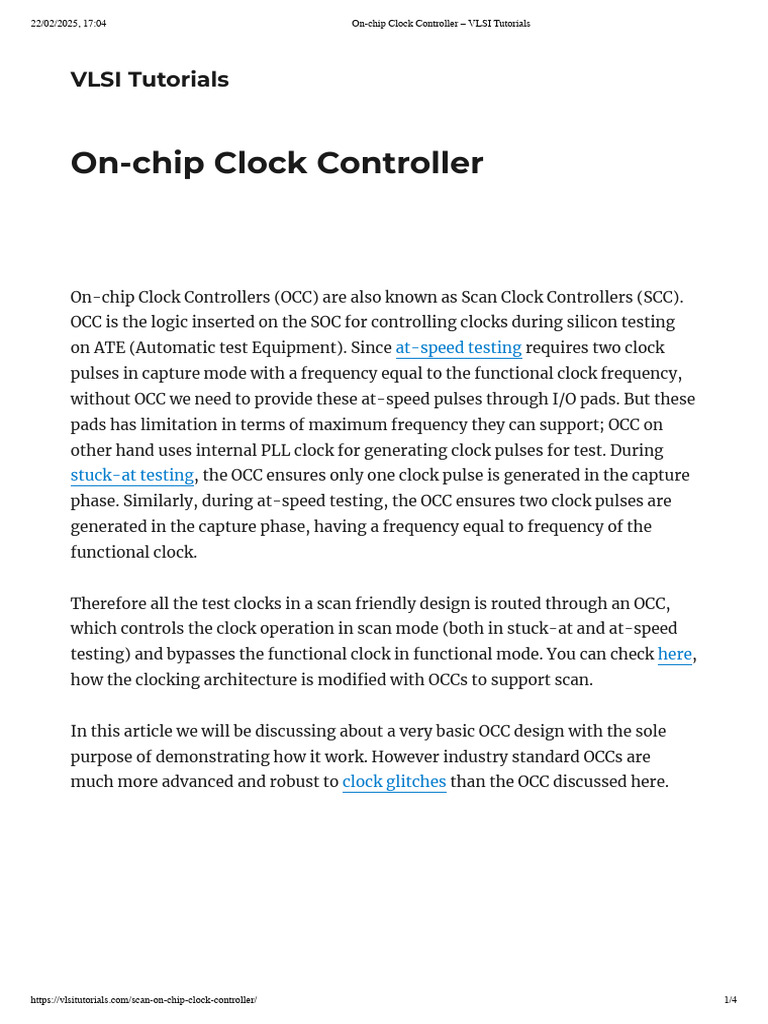 On-Chip Clock Controller - VLSI Tutorials | PDF | Logic Gate ...