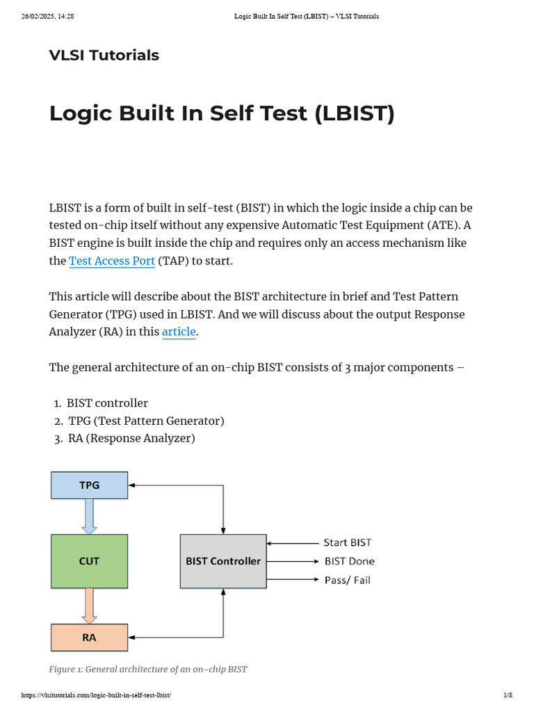 Logic Built in Self Test (LBIST) - VLSI Tutorials | PDF | Applied ...