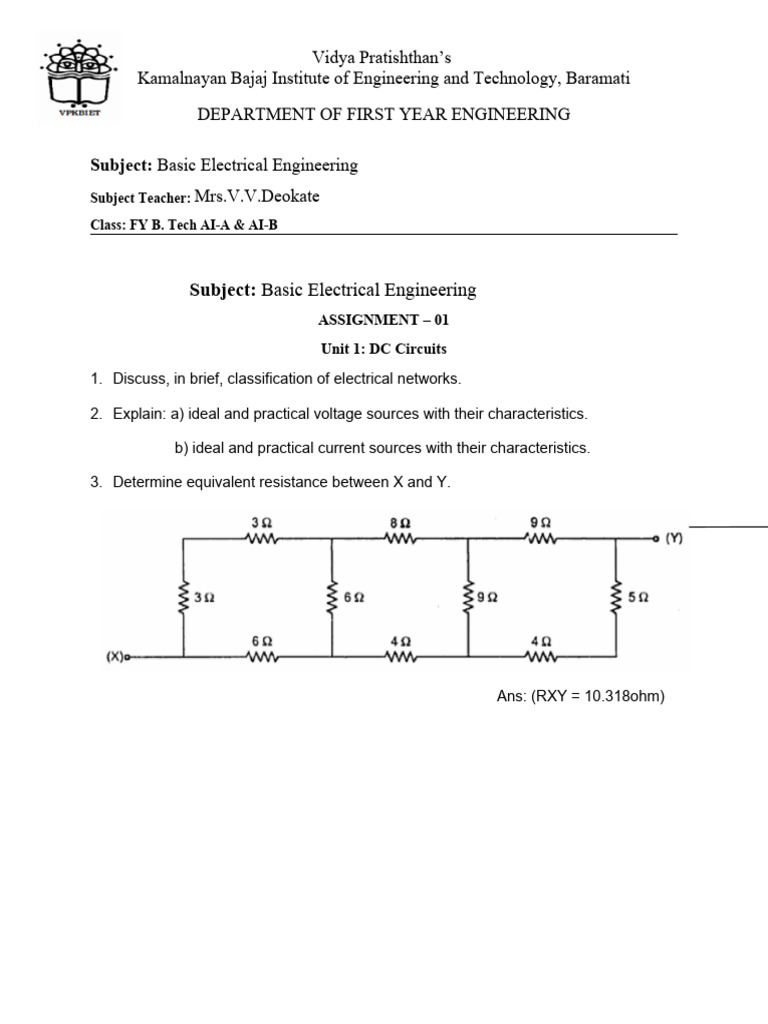 Bee Unit 1 Question Bank | PDF