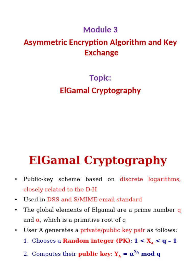 23-ElGamal-25-01-2025 | PDF | Public Key Cryptography | Cyberwarfare