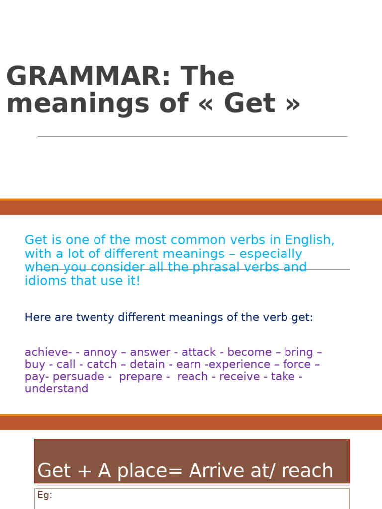 The Meanings of Get | PDF