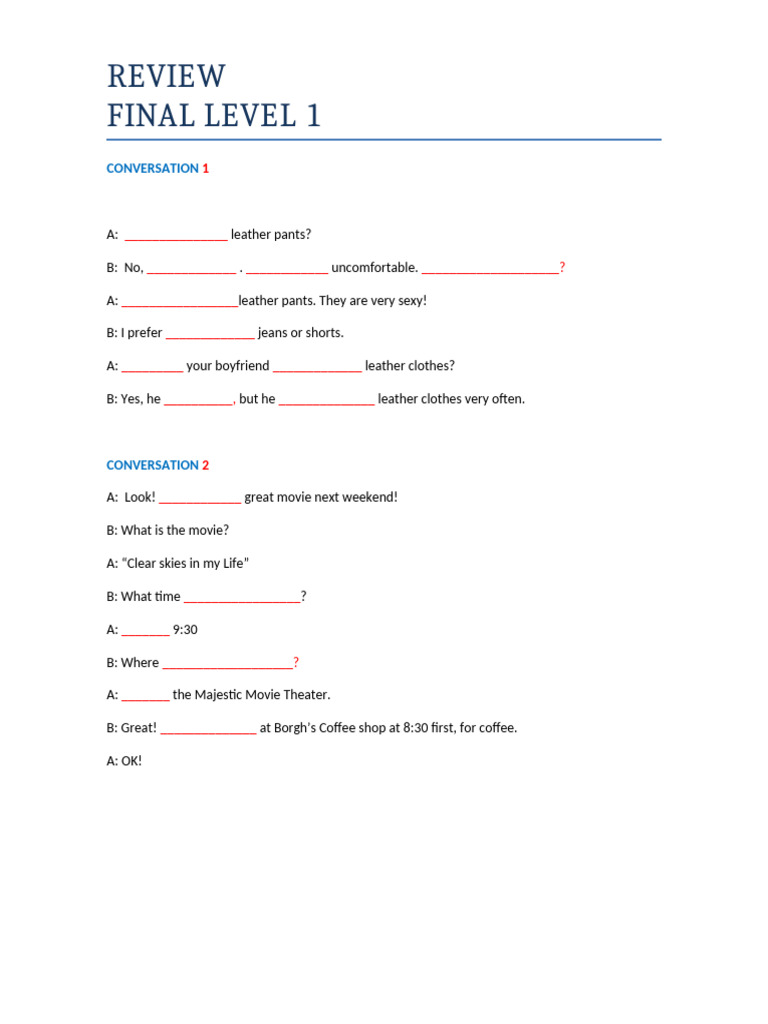 FINAL REVIEW-LEVEL 1 - VERSION 3 | PDF