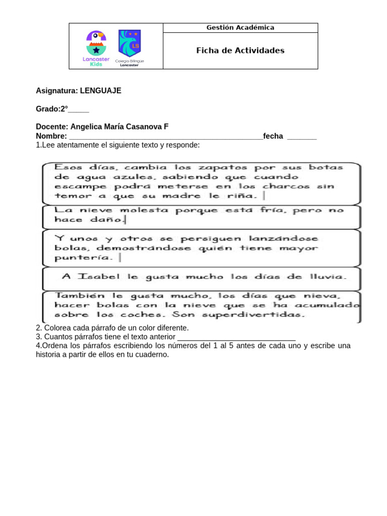 Actividades de Lenguaje para 2° Grado | PDF