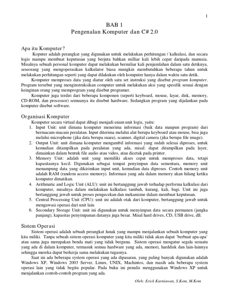 Buku Belajar Pemmrograman Dengan CSharp | PDF | Teknologi & Rekayasa