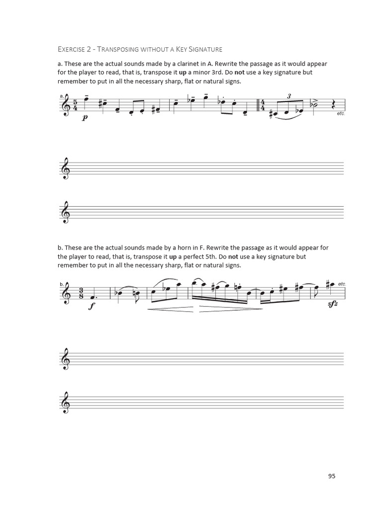 Transposing without a key signature - Exercise 2 | PDF