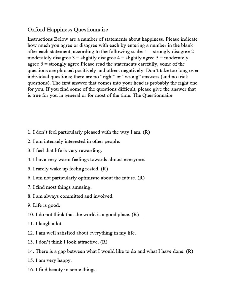 Happiness Question 2 | PDF