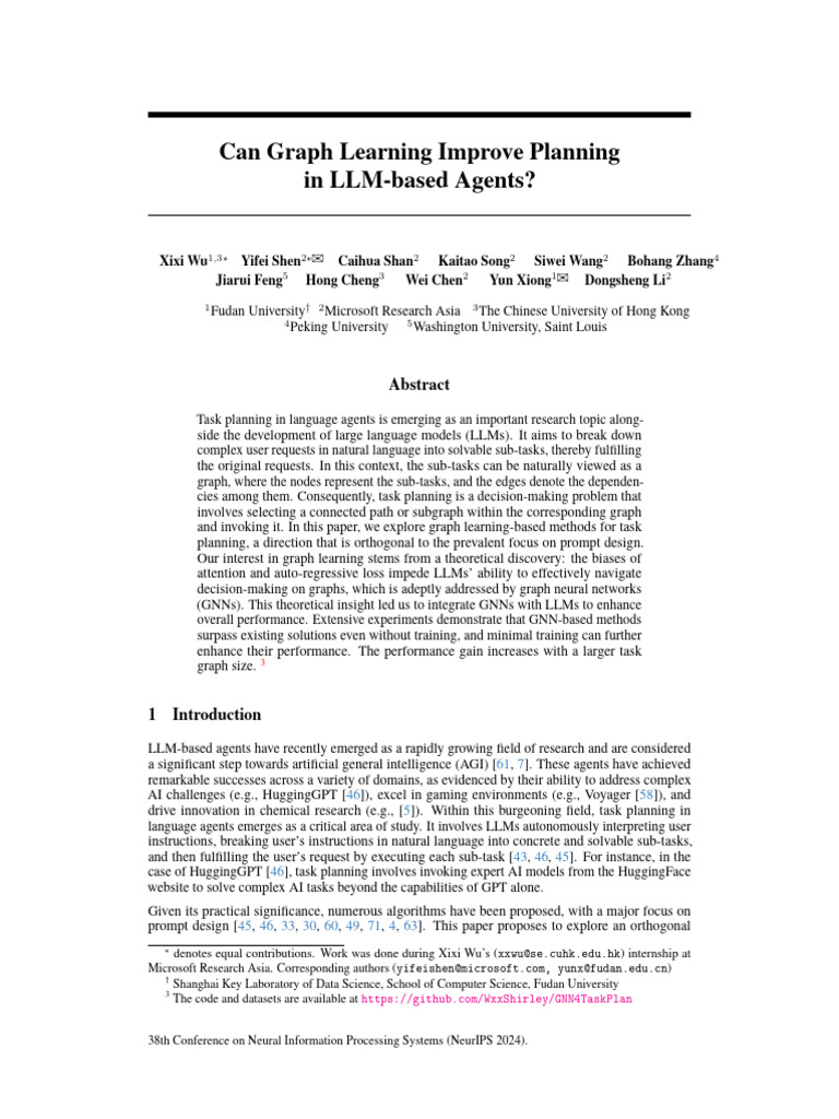 Can Graph Learning Improve Planning in LLM-based Agents? | PDF ...