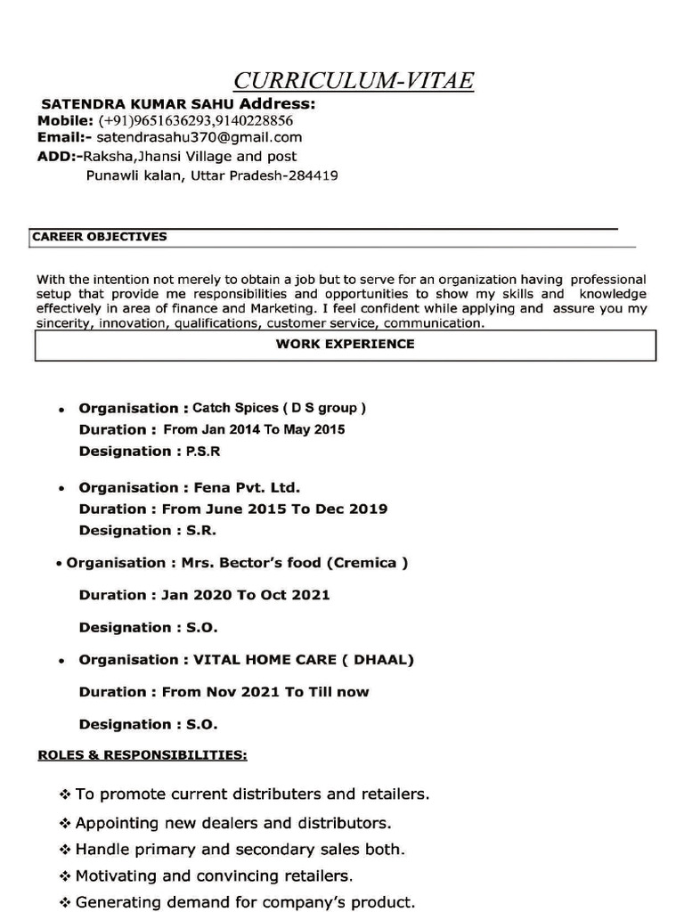 Satendra Sahu CV | PDF