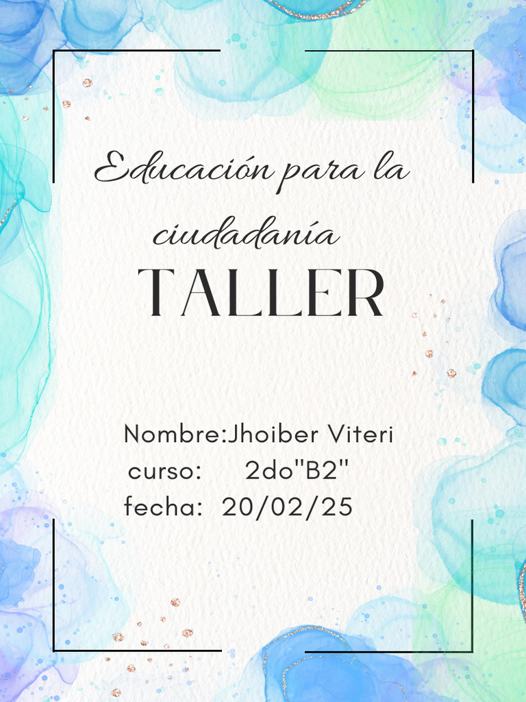 Documento A4 Portada Carátula Proyectos Elegante Acuarelas Azul y Verde ...