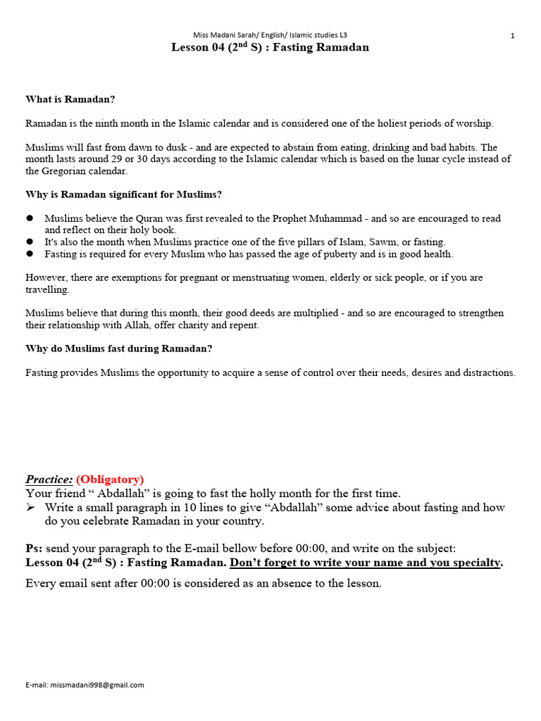 Lesson04.Fasting Ramadan | PDF