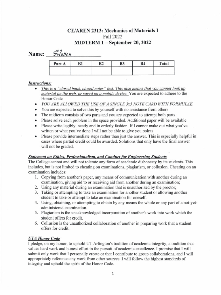 Fall 2022 - Midterm 1 | PDF