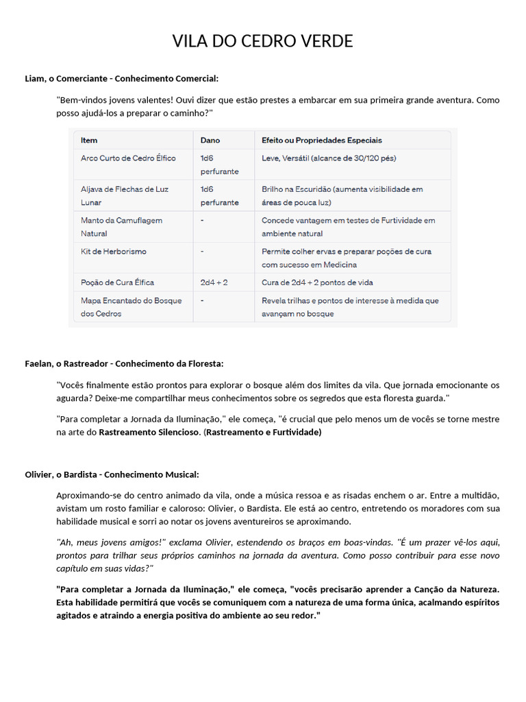 Vilda do Cedro Verde -Aventura 1 | PDF | Camuflagem | Plantas