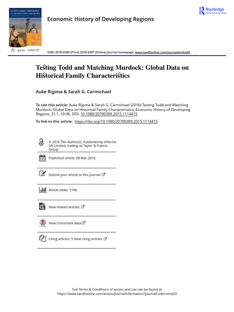 Testing Todd and Matching Murdock Global Data On Historical Family ...