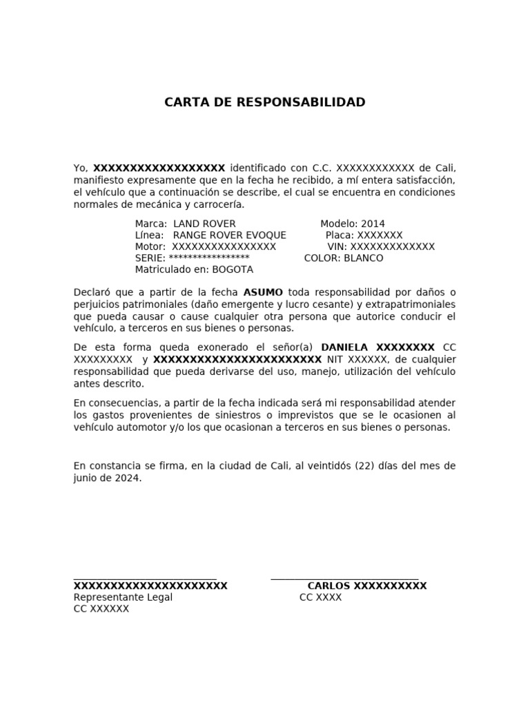 Carta de Responsabilidad | PDF