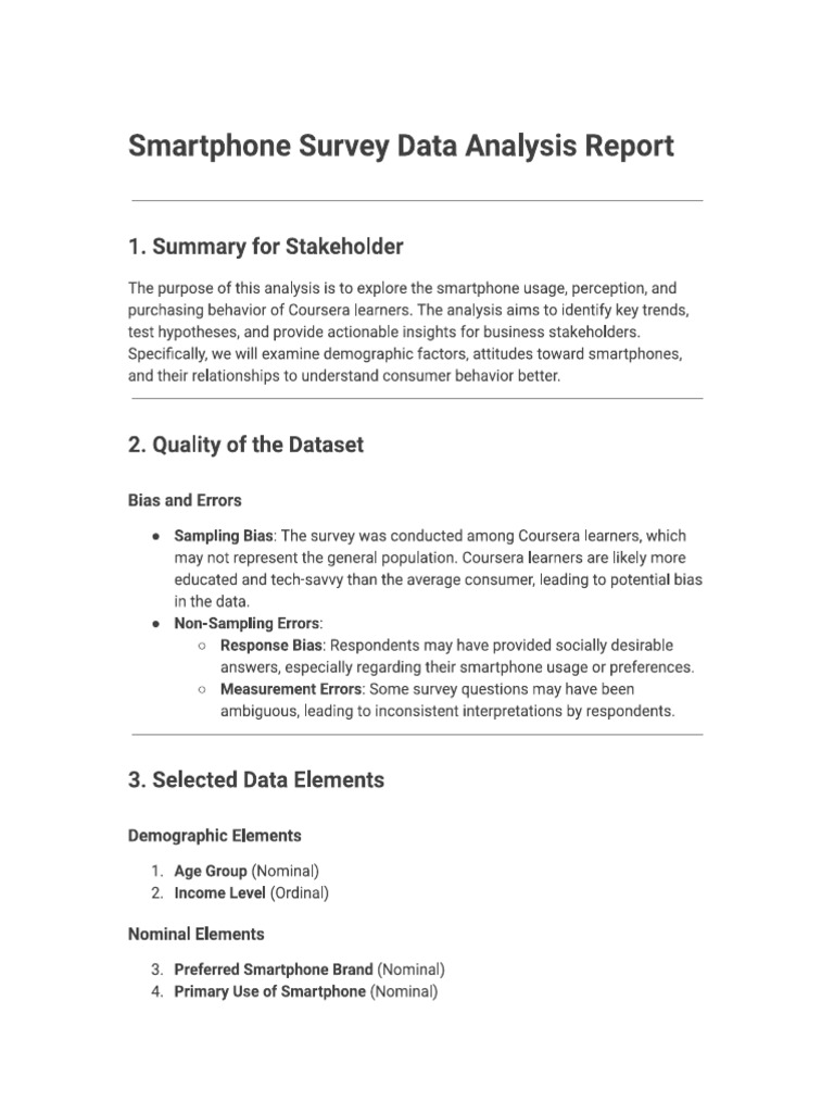 Smartphone Survey Data Analysis Report | PDF