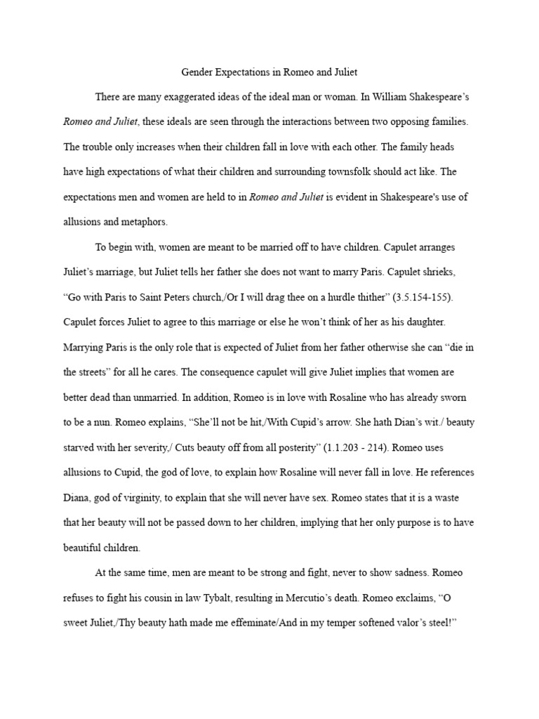 Gender Expectations in Romeo and Juliet | PDF | Characters In Romeo And ...