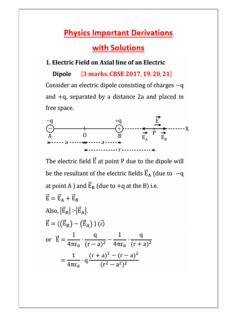 Physics Derivations for Students | PDF