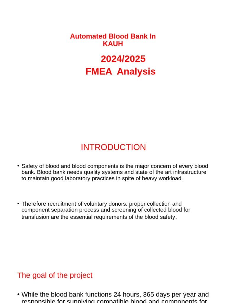 Automated Blood Bank FMEA | PDF | Blood Donation | Medicine