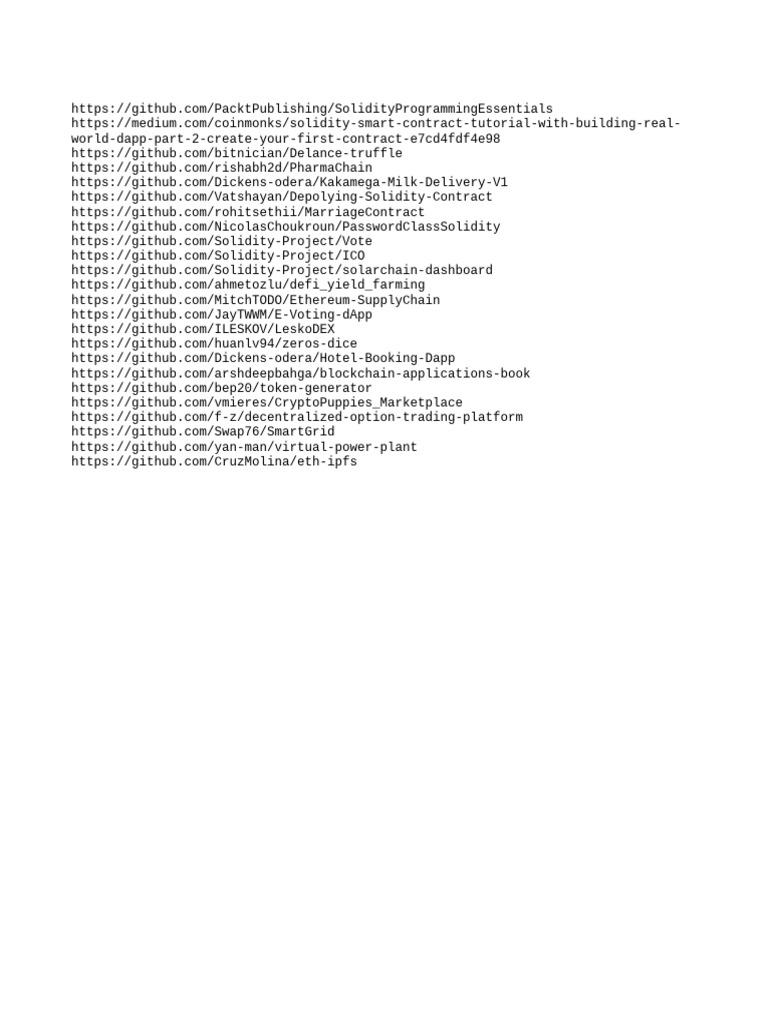 Solidity & Blockchain GitHub Repositories | PDF