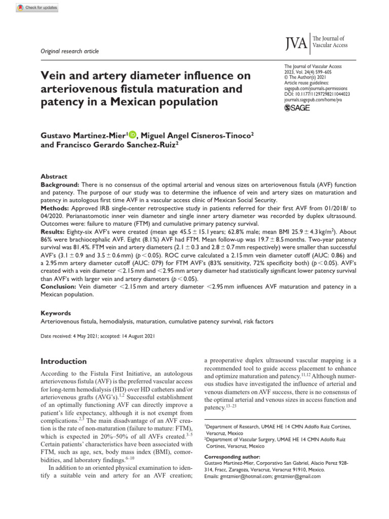 Journal of Vascular Access | PDF | Cardiovascular System | Medical ...