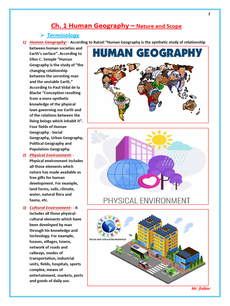 CH 1 Human Geography Natre and Scope - 1 | PDF | Geography | Social ...