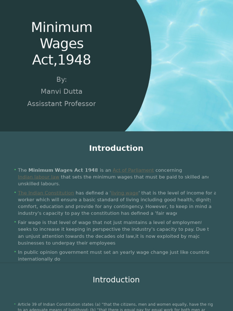 Overview of the Minimum Wages Act 1948 | PDF | Cost Of Living | Employment
