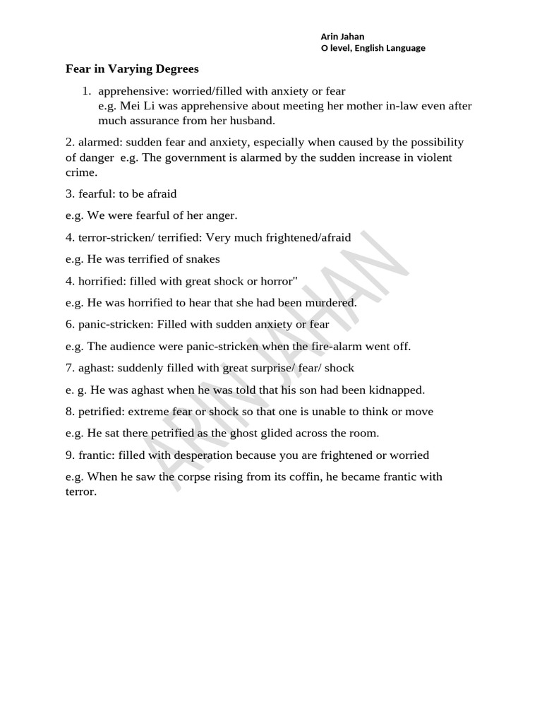 Distinguishing Fear: Terrified vs Horrified | PDF