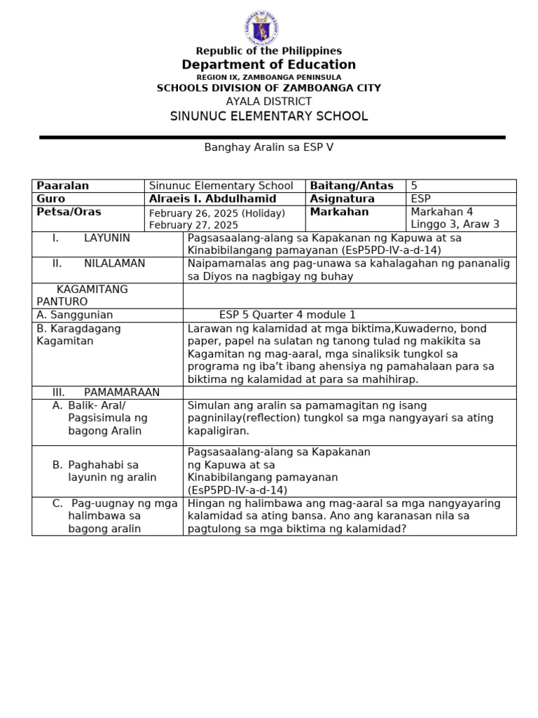 Sinunuc Elementary School: Department of Education | PDF