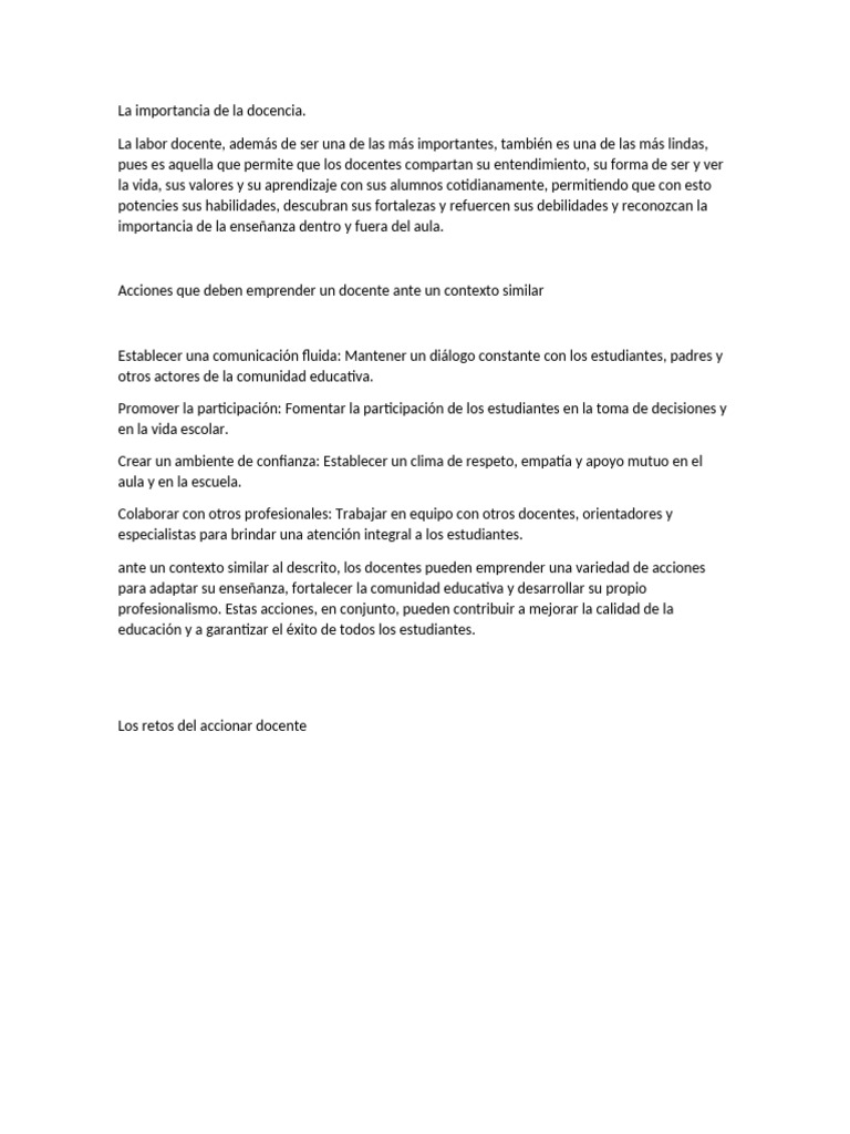 La Importancia de La Docencia | PDF