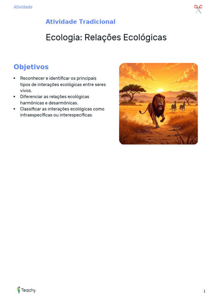 Relações Ecológicas: Interações e Classificações | PDF | Ecologia ...