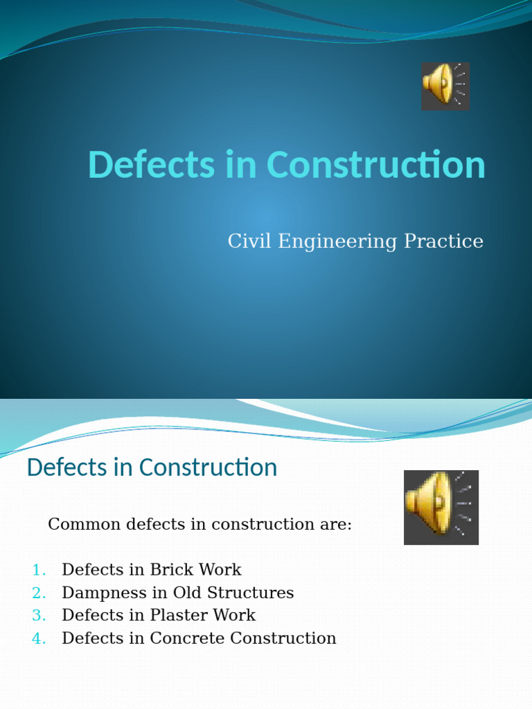 Construction Defects (Part-I Audio Recording) | PDF | Mortar (Masonry ...