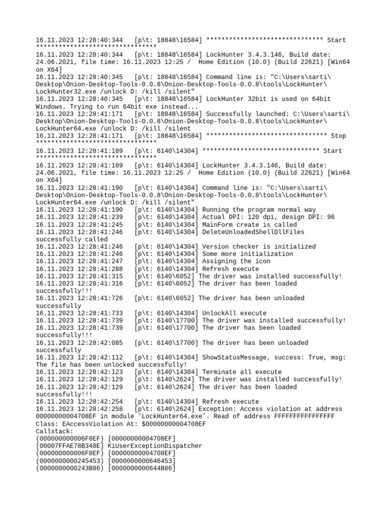 LockHunter.log | PDF | System Software | Graphical User Interfaces