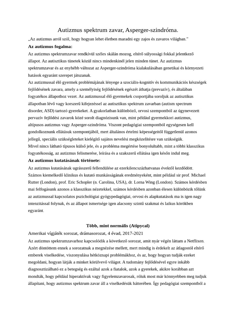 Autizmus Spektrum Zavar | PDF